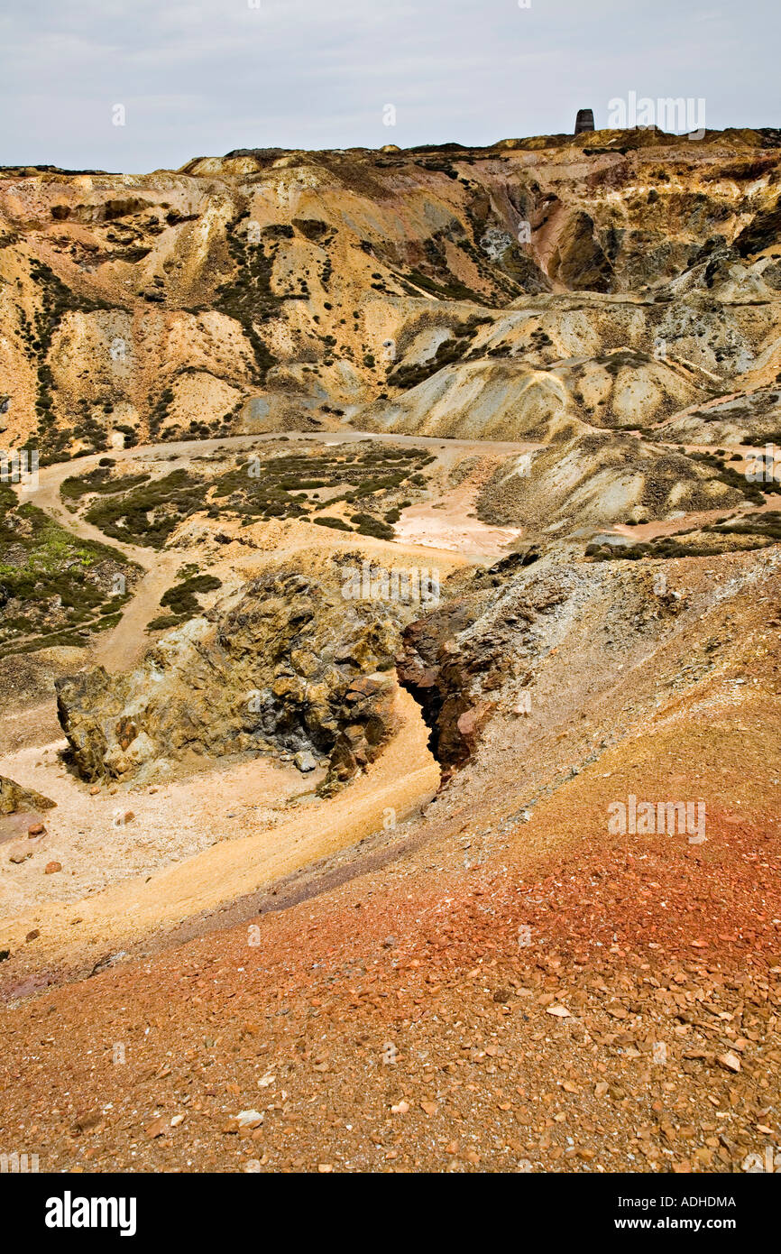 Main mine excavation with windmill ruin in skyline Parys Mountain ...