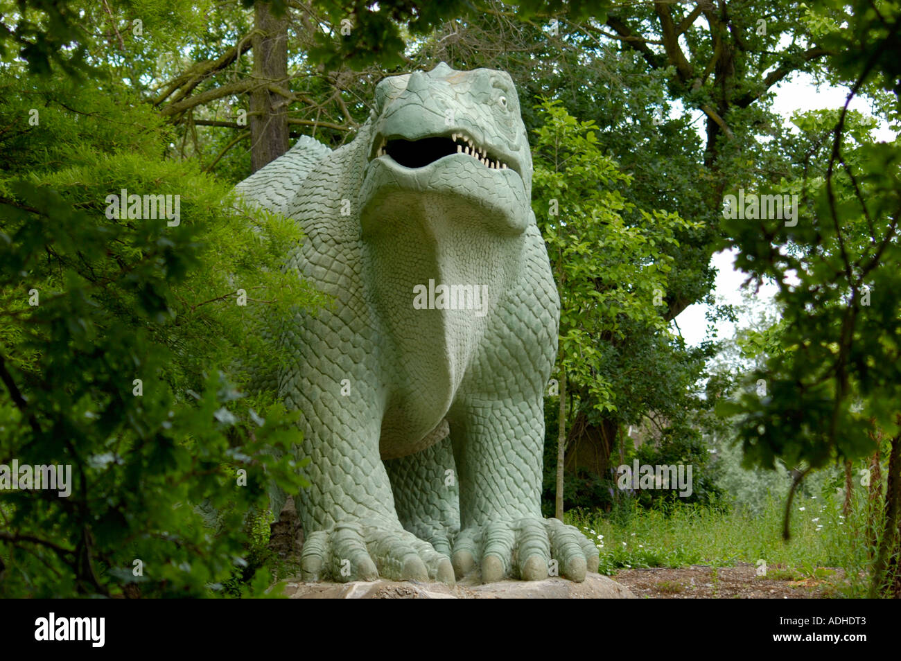 Statue of dinosaur in Crystal Palace Park England Stock Photo - Alamy