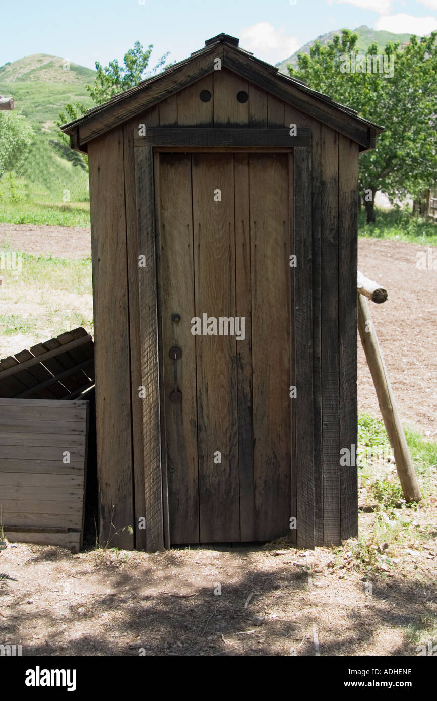 Pioneer era outhouse Stock Photo - Alamy
