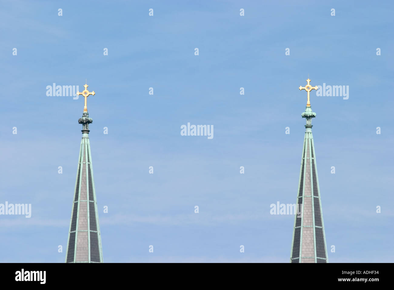 Church steeples with crosses Historic District Savannah Georgia Stock ...