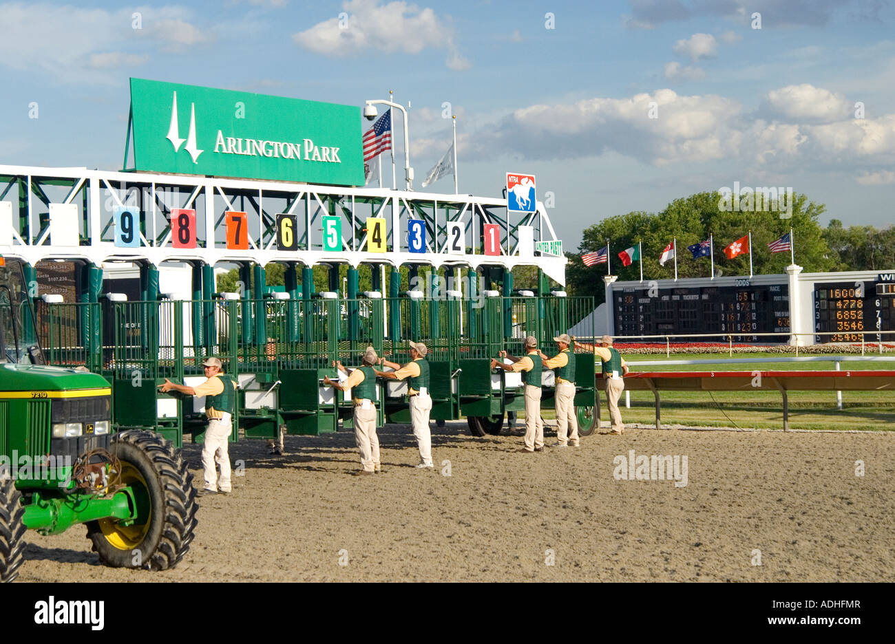 Loaders readying the Starting Gate Stock Photo - Alamy