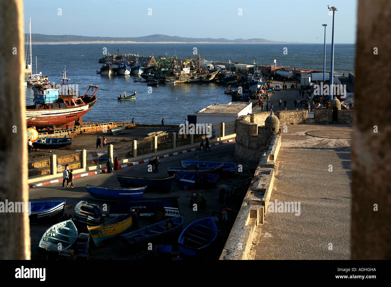 Fishing boats and craft from Turret Sqala du Port harbour Essaouira ...