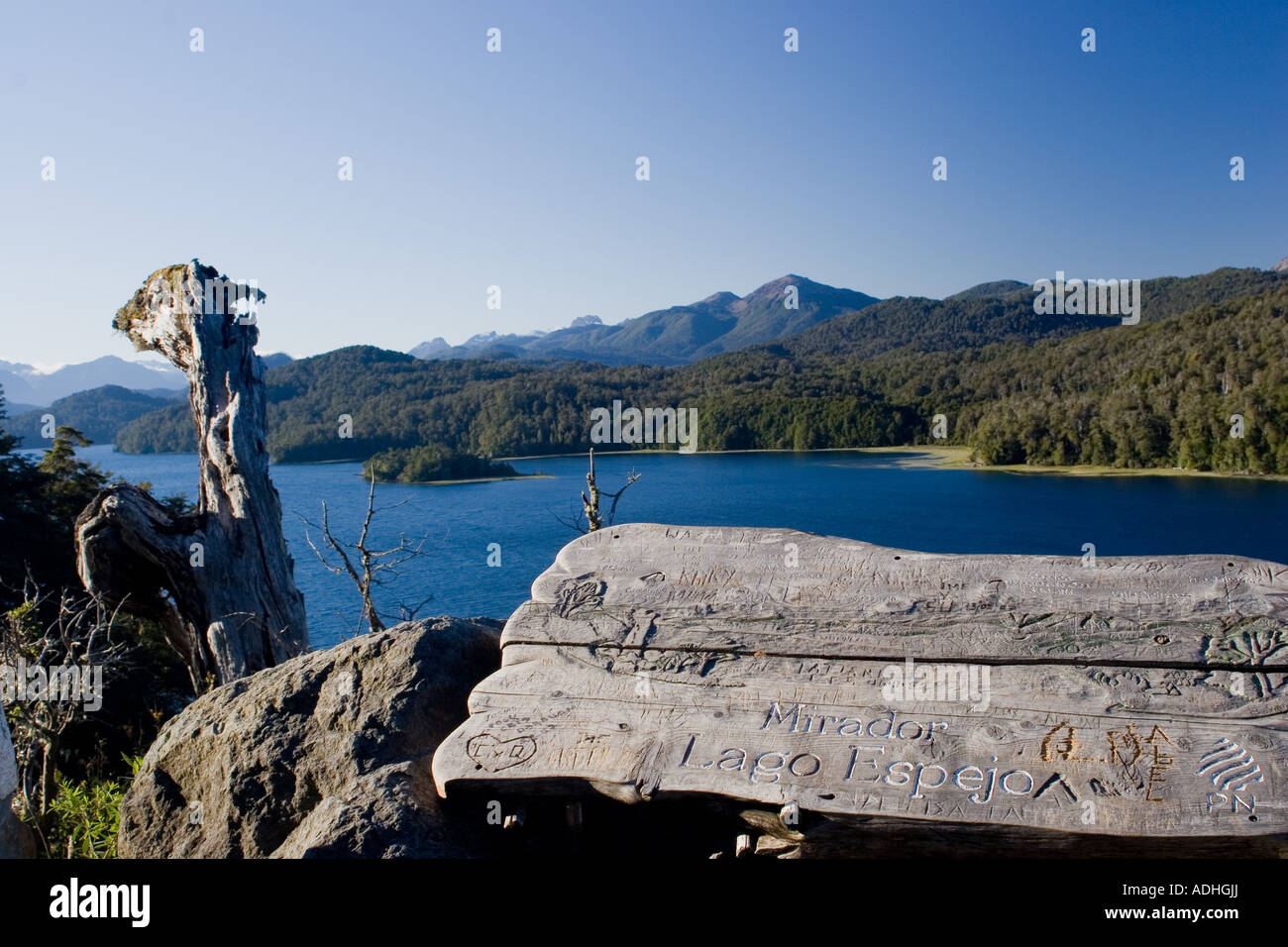 Viewpoint over Lago Espejo (Mirror Lake Stock Photo - Alamy