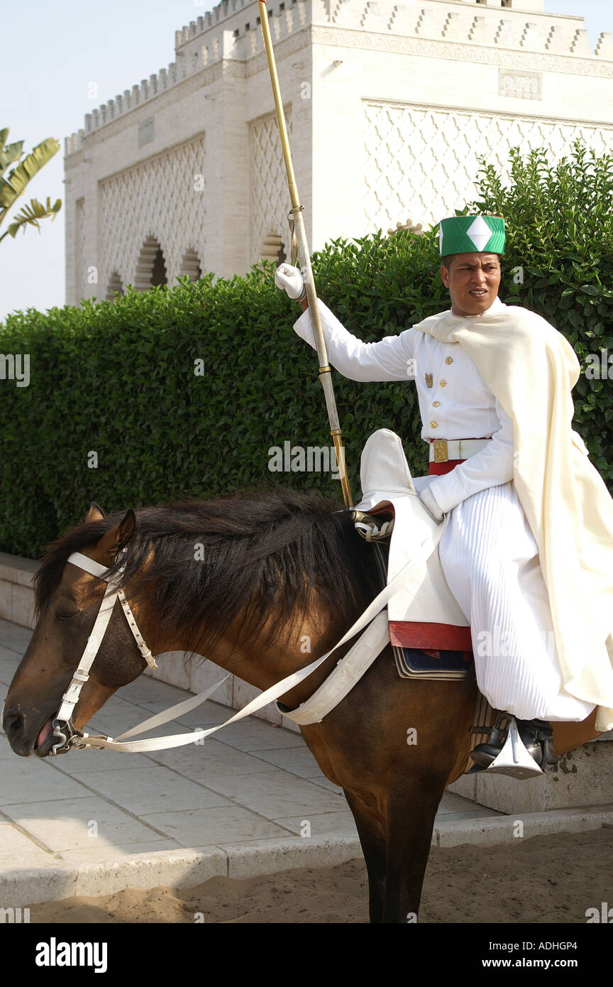 Mounted guard outside the mausoleum of Mohammed 5th V Stock Photo - Alamy