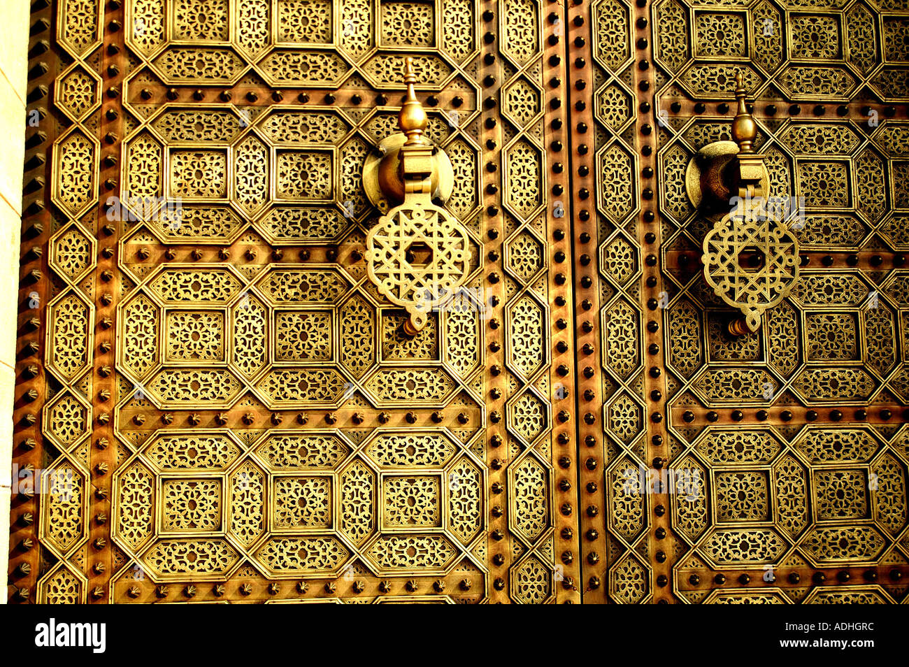 Doors of mosque next to Mausoleum of Mohammed 5th V Rabat Morocco Stock ...