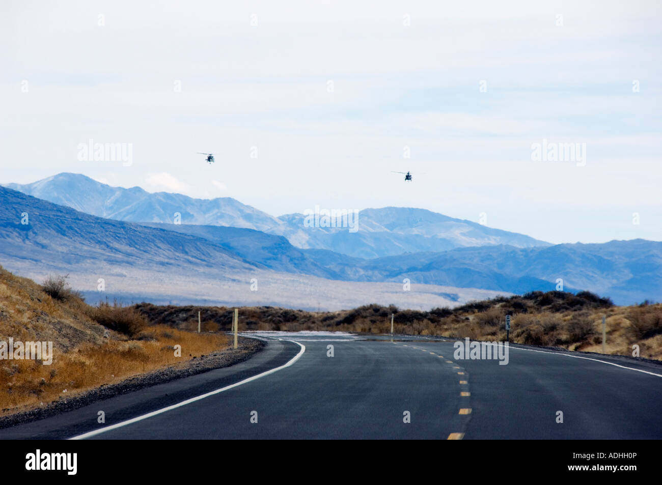 USA Nevada Airforce helicopters scenery on US Route 50 the lonliest ...