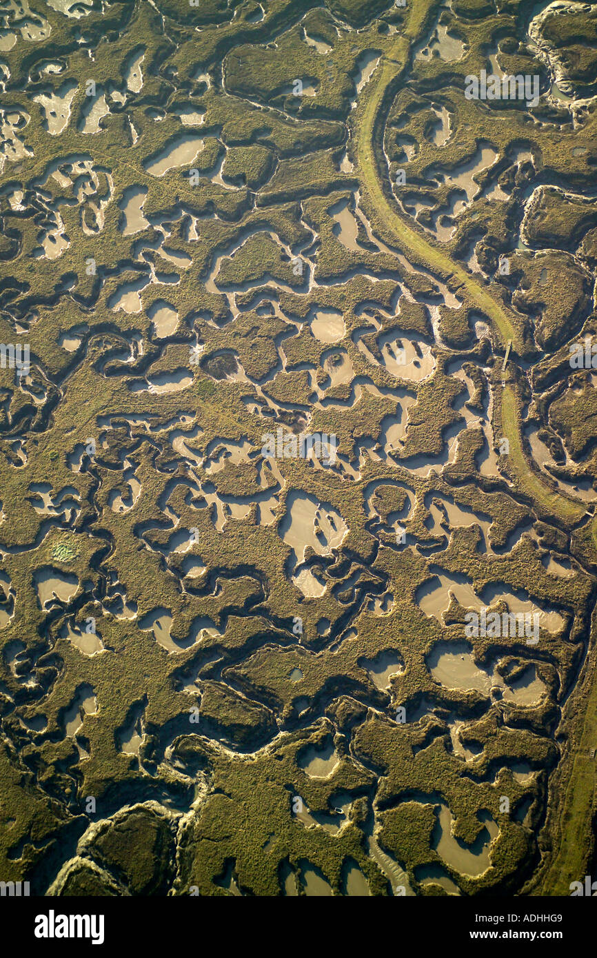 Aerial view of Chetney Marshes in the River Medway in Kent Stock Photo ...