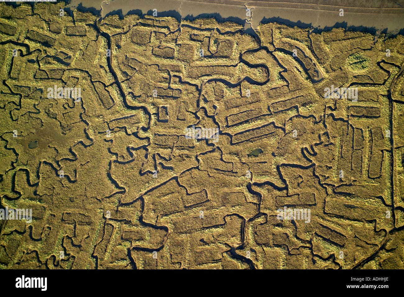 Aerial view of Chetney Marshes in the River Medway in Kent Stock Photo ...