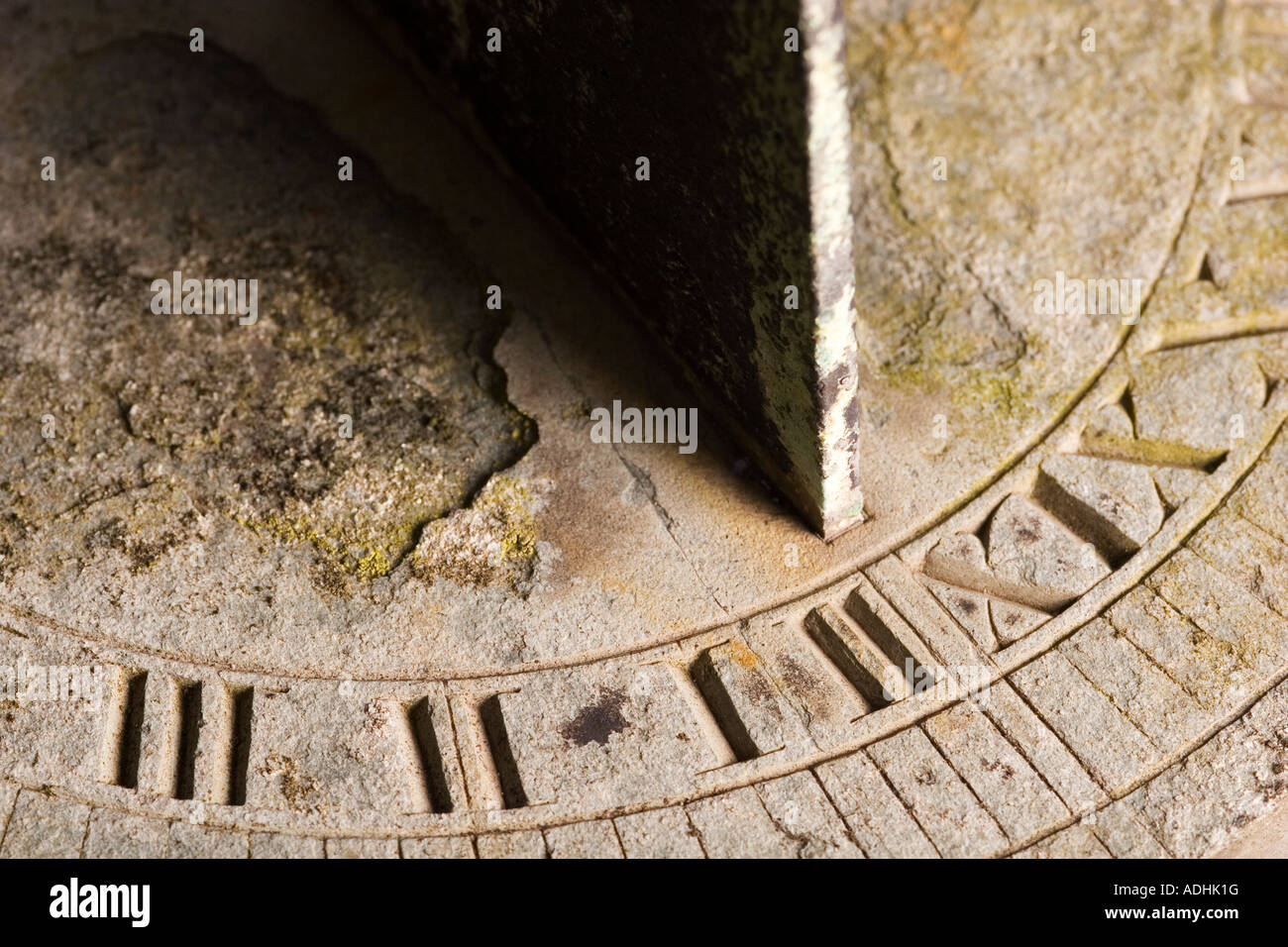 old stone sundial shown in close up Stock Photo - Alamy