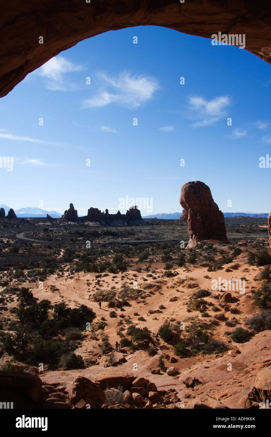 USA Utah Arches National Park Double Arch in Windows Section Stock ...