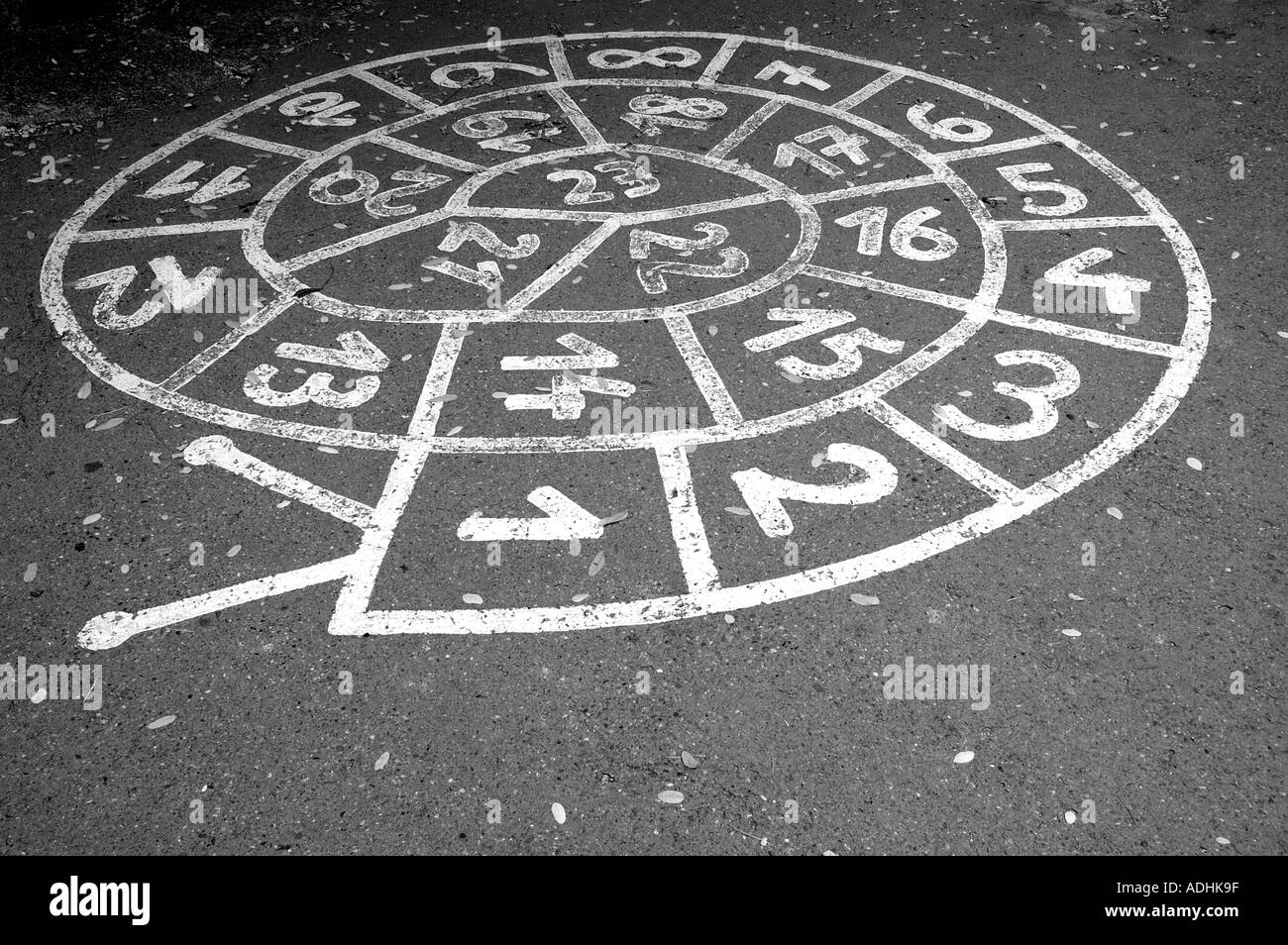 Circular Hopskotch game in French School playground of Carcassone Stock ...