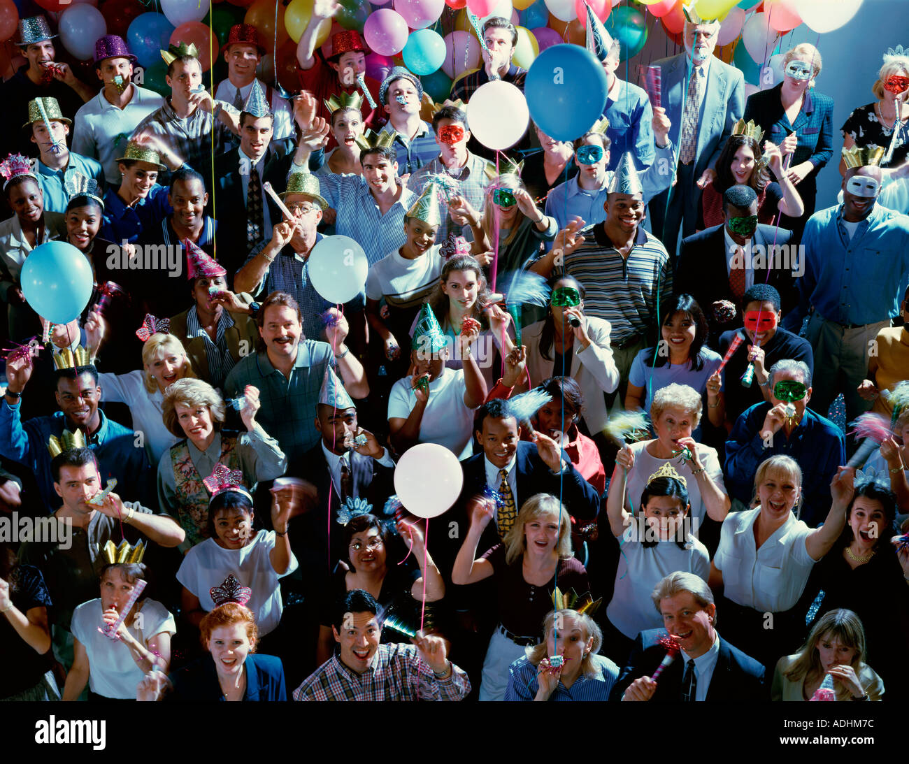 High angle view of a group of people at a New Year's party Stock Photo ...