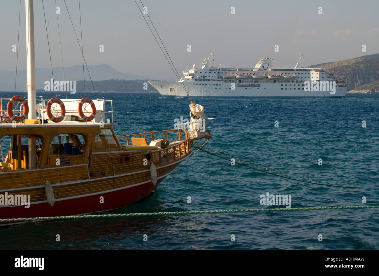 The Calypso cruise ship of Louis Cruises in port at Kusadasi, Turkey ...