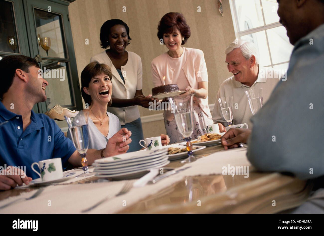 Group of people celebrating a dinner party Stock Photo - Alamy