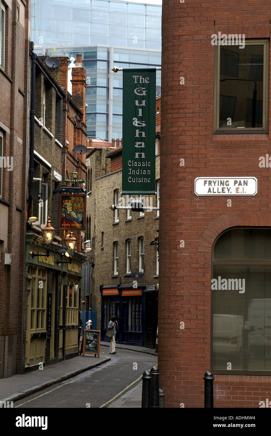 Frying pan alley Indian restaurant and pub East London England UK Stock ...