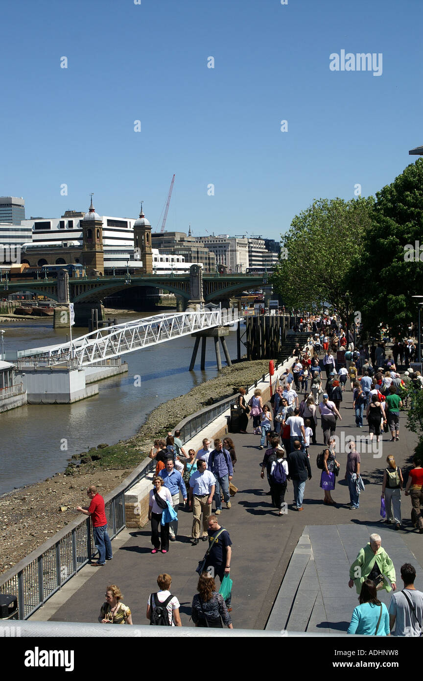 The Embankment South bank walkway London Stock Photo - Alamy