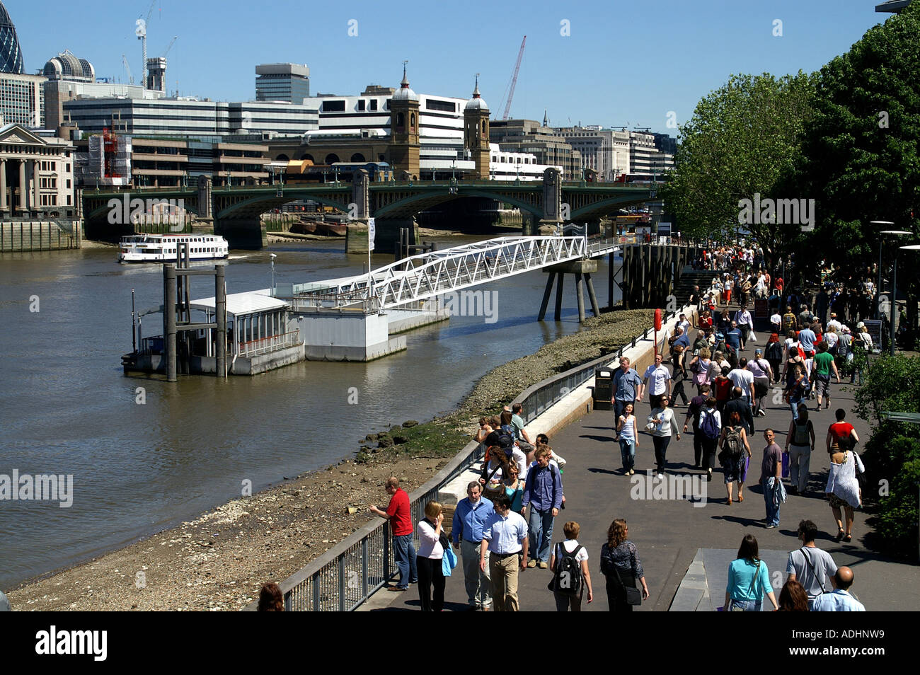 The Embankment South bank walkway London Stock Photo - Alamy