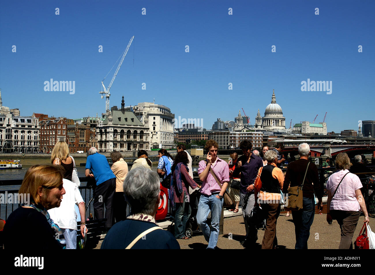The Embankment South bank walkway London Stock Photo - Alamy