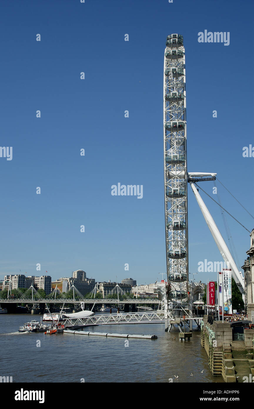 The Embankment South bank walkway River Thames London The Eye Stock ...
