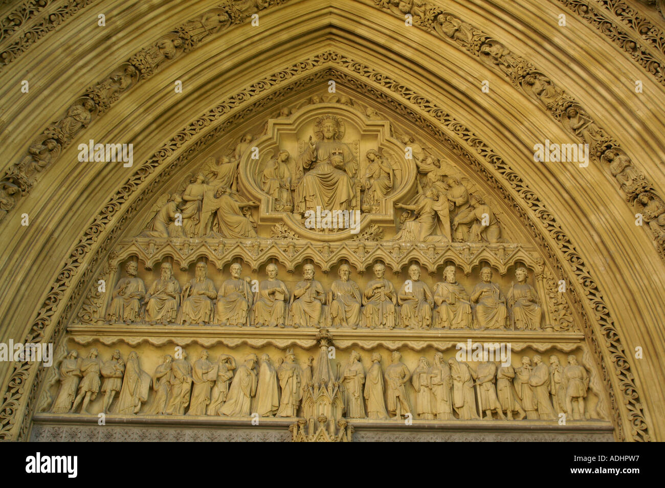 Above the portico of Westminster Abbey London England UK Stock Photo ...