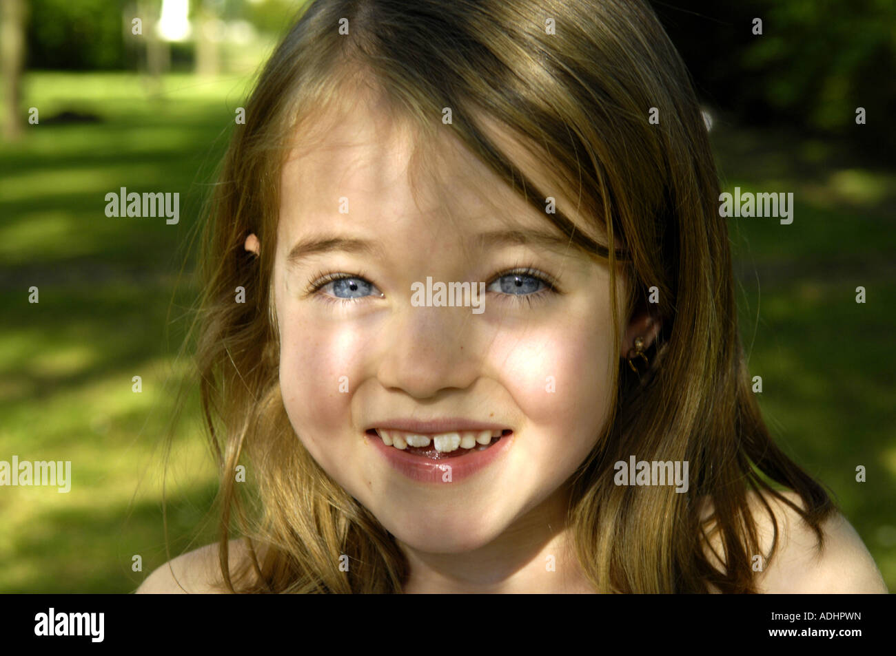 portrait beautiful young girl six years old caucasian portrait face ...