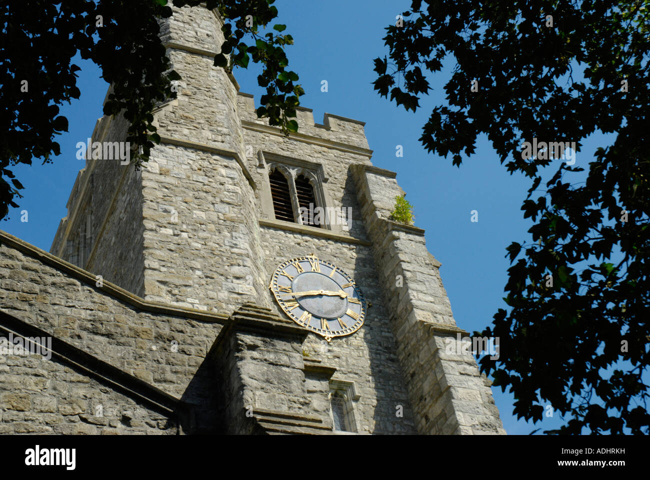 Close up of All Saints Church clock tower Maidstone Kent England Stock ...