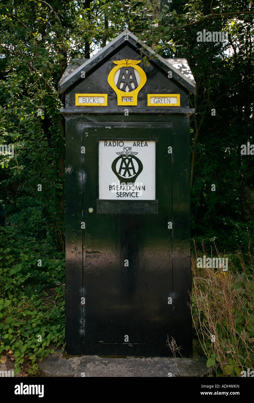Old black AA Roadside Call Box Fairmile Cafe at the Amberley Working ...