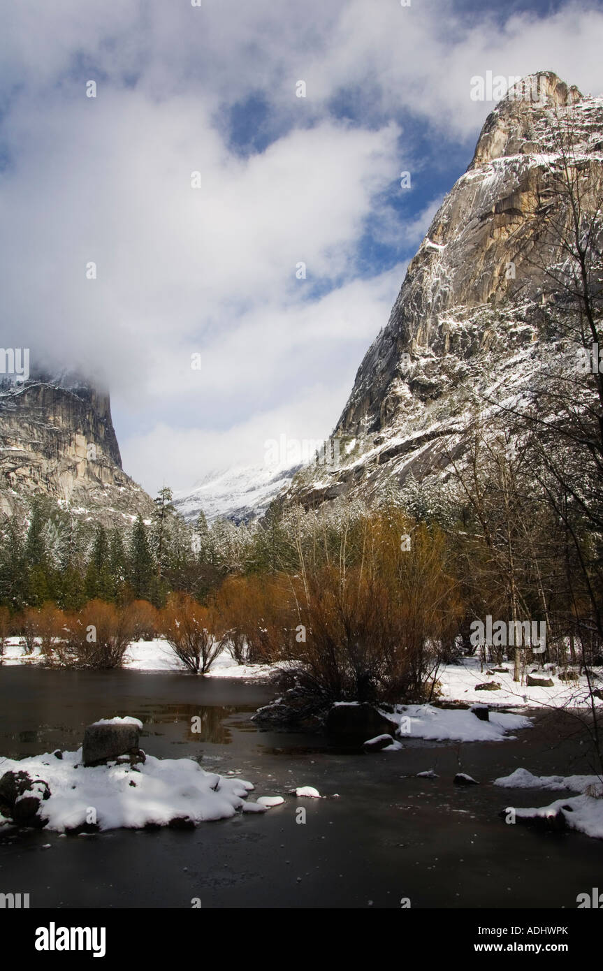 USA California Yosemite National Park Fresh Snow Fall in Yosemite ...