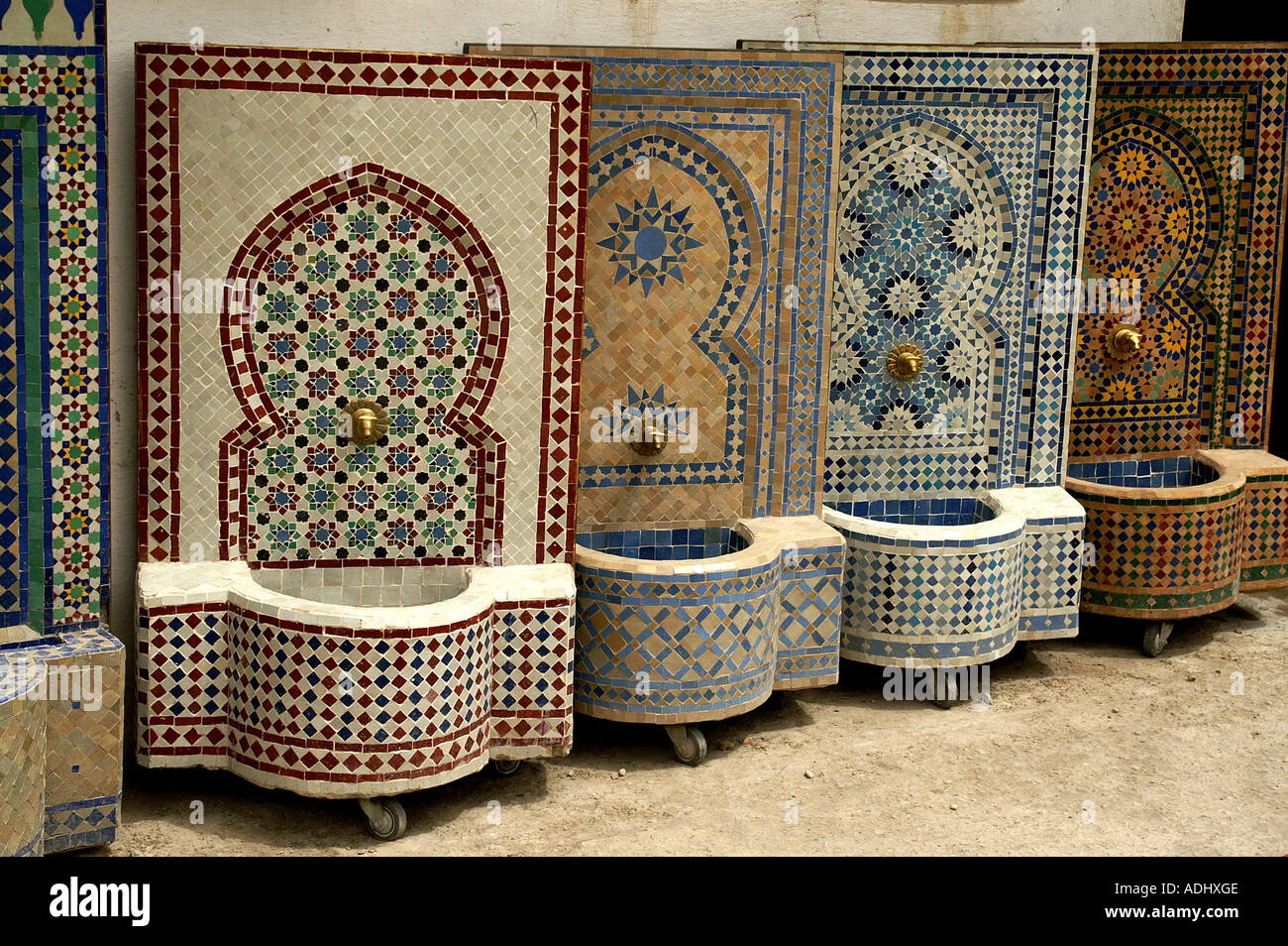 mosaic decorated water fountains water troughs on display at the ...