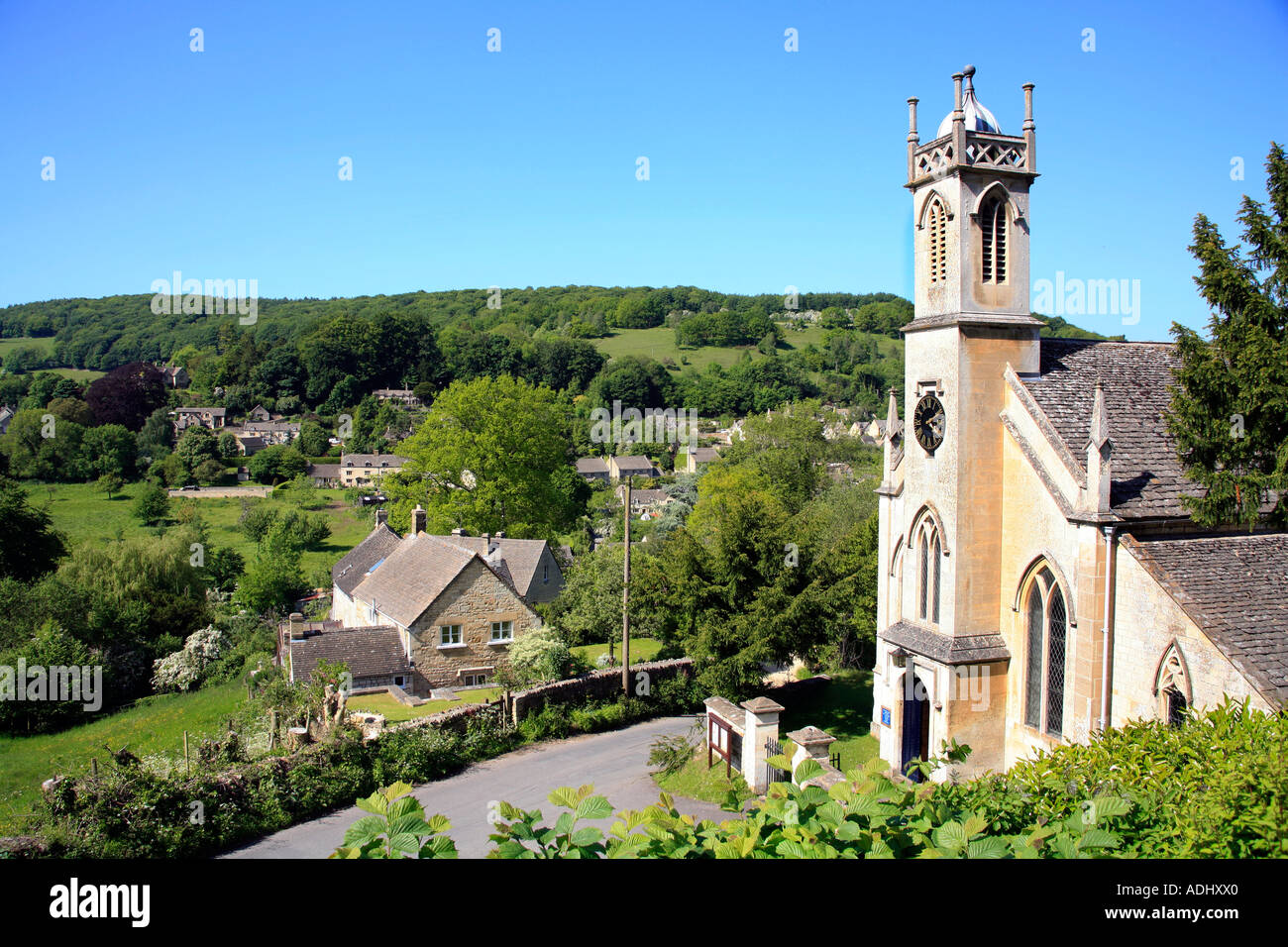 The pretty village of Sheepscombe in the Cotswolds England Stock Photo ...