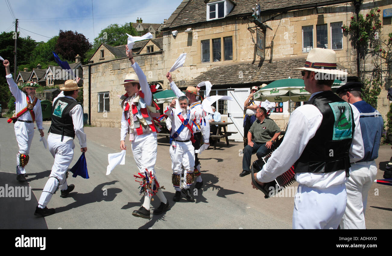 Morris Dancers at the Butchers Arms Pub in Sheepscombe the Cotswolds ...
