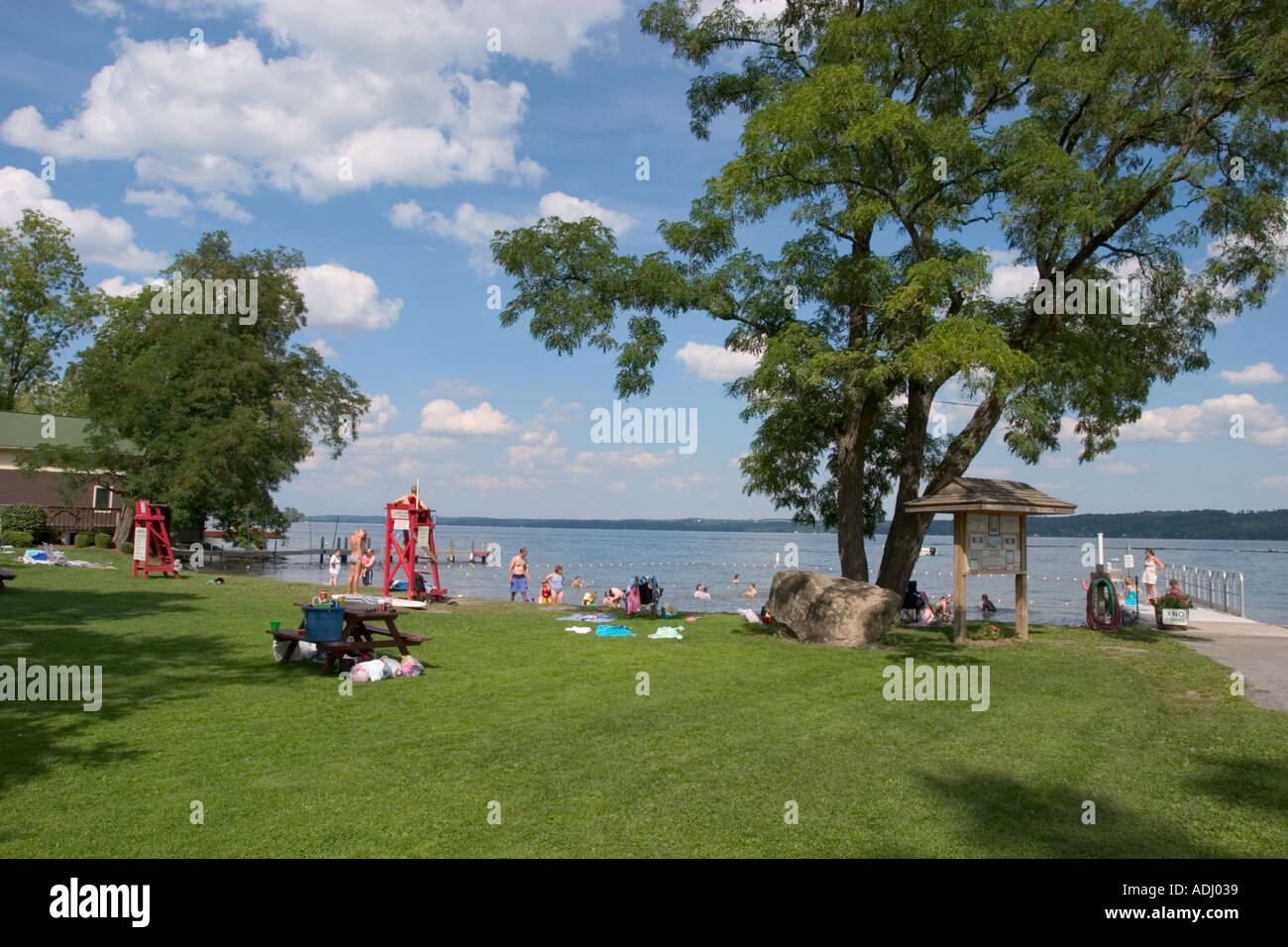 Swimming beach on Canandaigua Lake in the Finger Lakes region of New ...