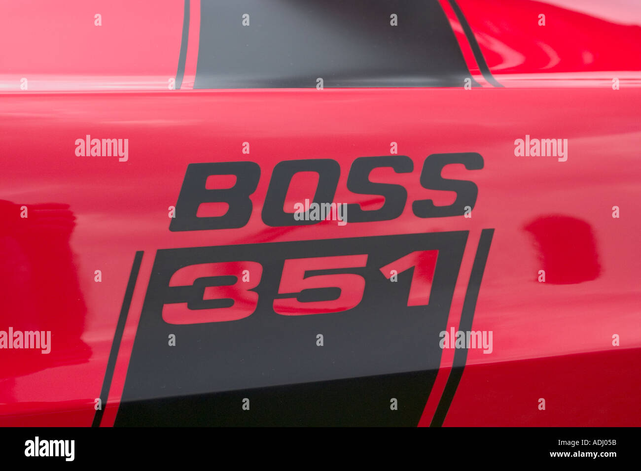 Ford Boss 351 insignia on American muscle car Stock Photo - Alamy