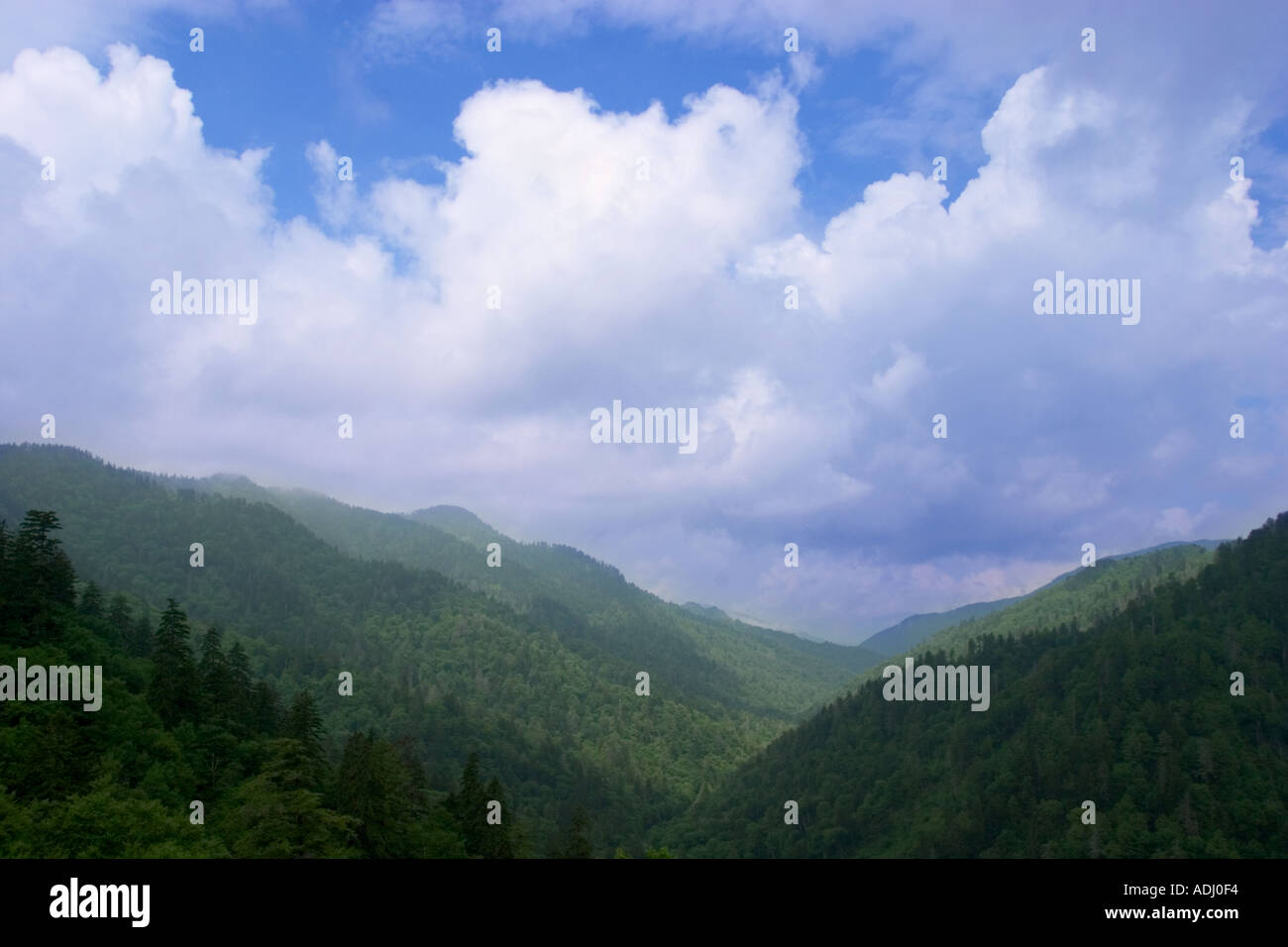 Mountain valley and clouds from Morton Overlook on the Newfound Gap ...
