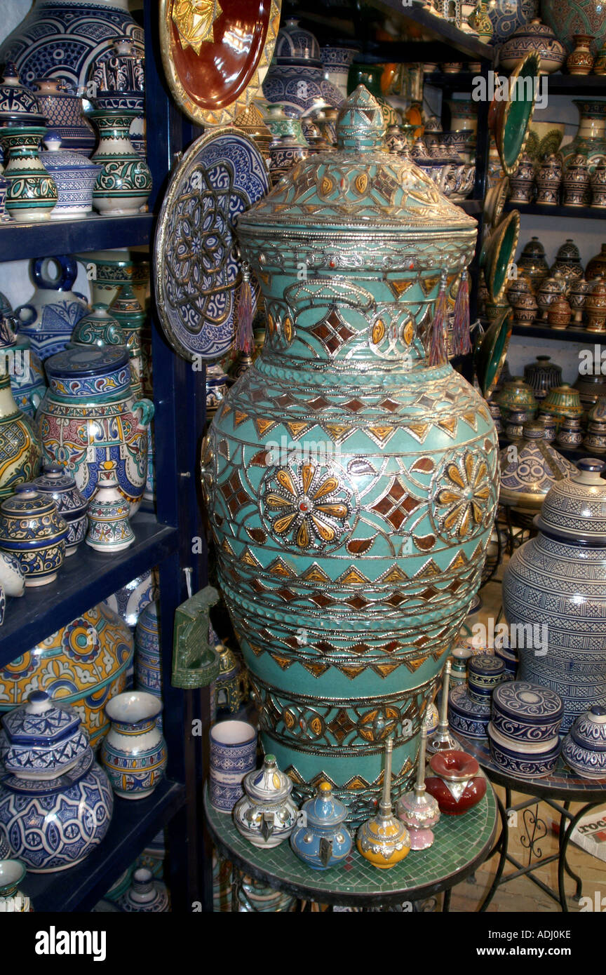 Embellished and decorated pots on display at the ceramic clay works ...