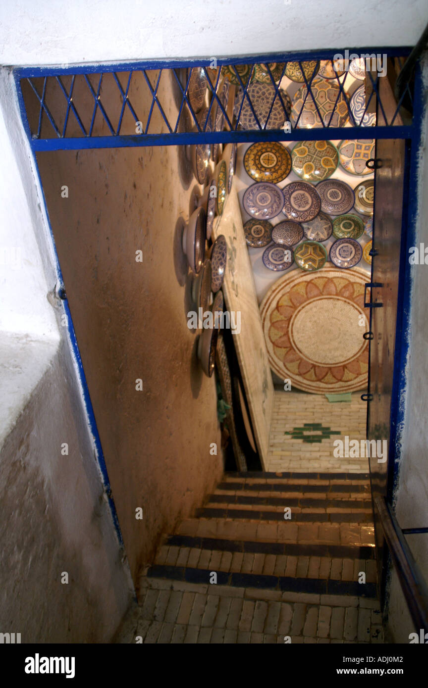Staircase to the ceramic clay works shop in Fes Morocco Stock Photo - Alamy