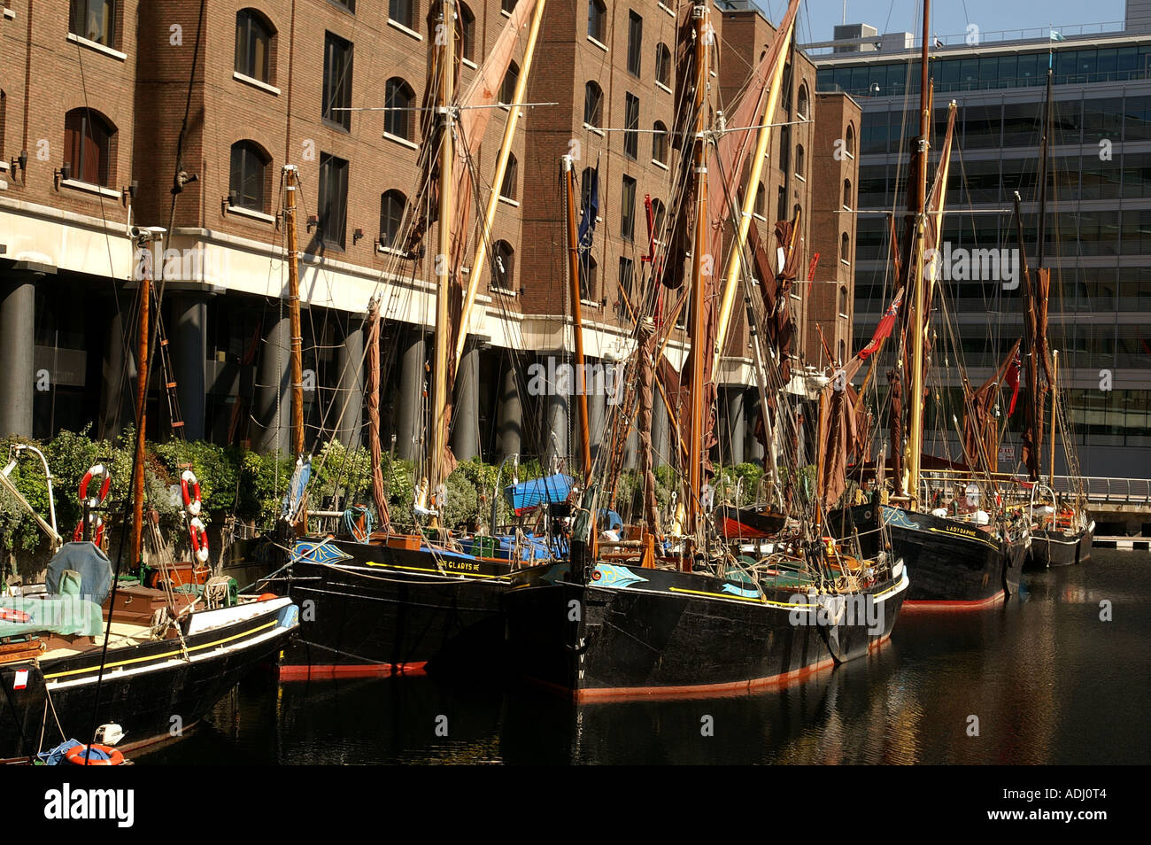 Thames sailing barges at St Katherines dock yacht haven marina London ...
