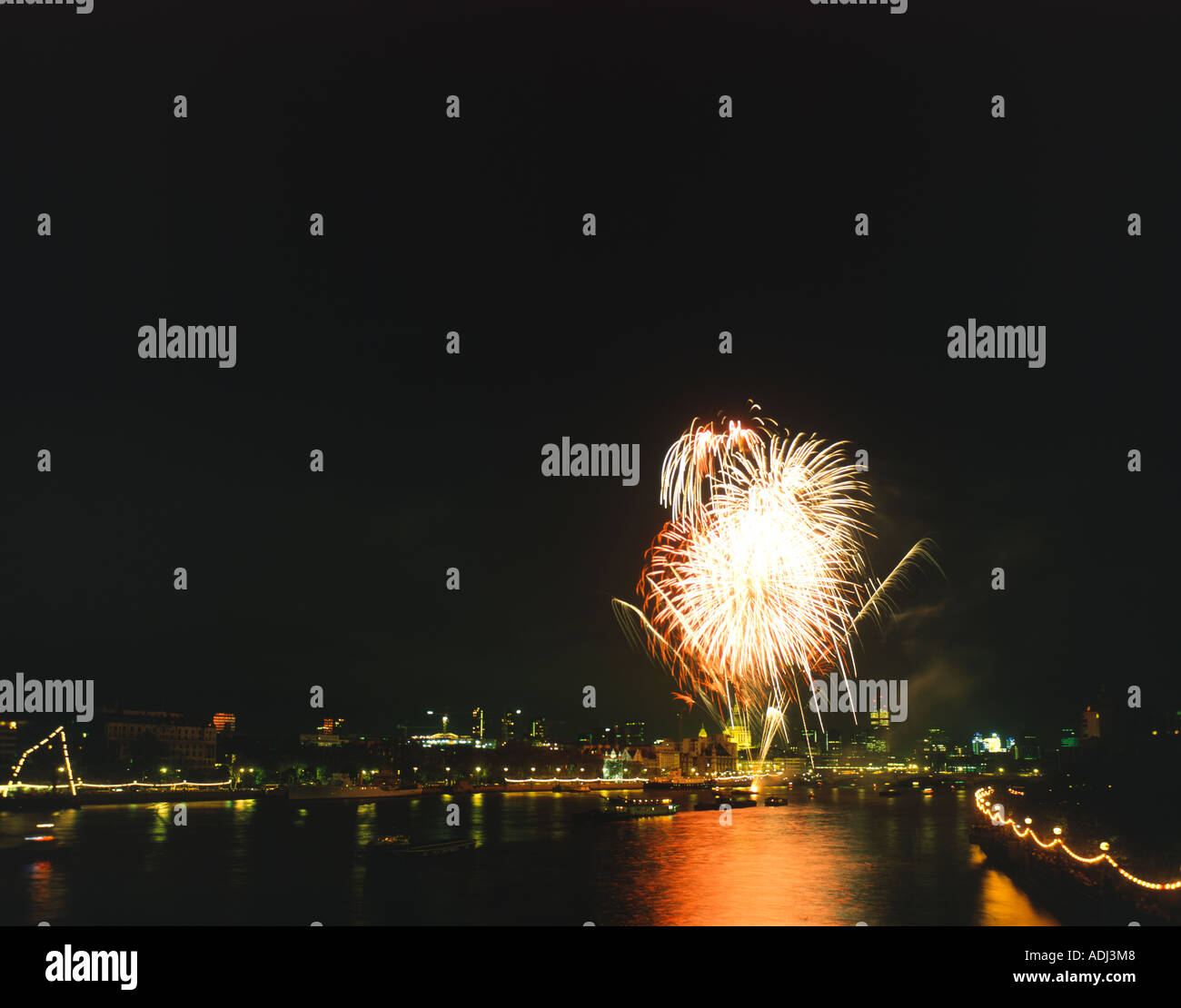 Fireworks London England UK From Waterloo Bridge after the Lord Mayors ...
