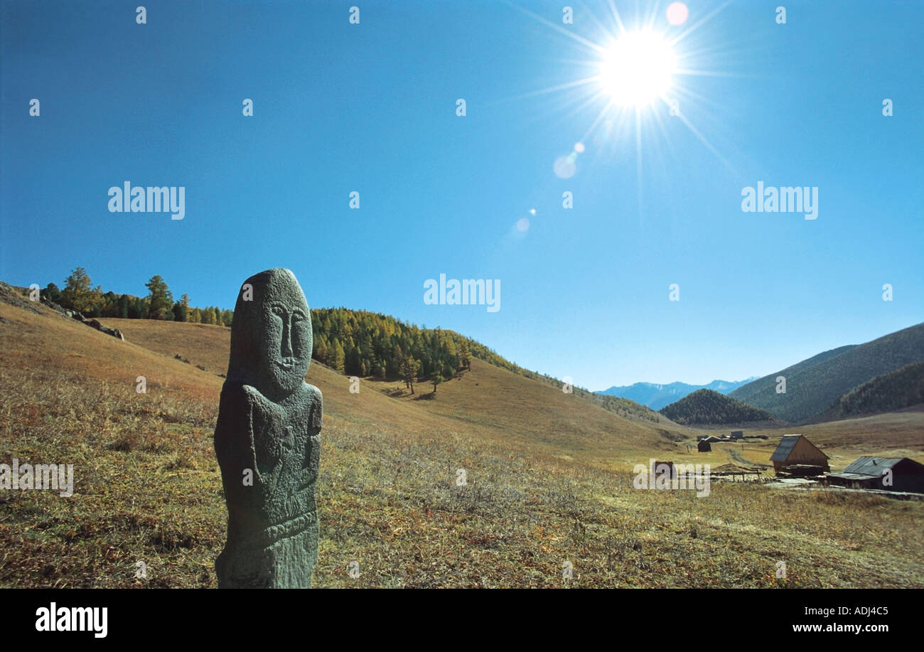 Ancient Stone Figurine of Turkic Warrior also known as Balbal or Menhir ...