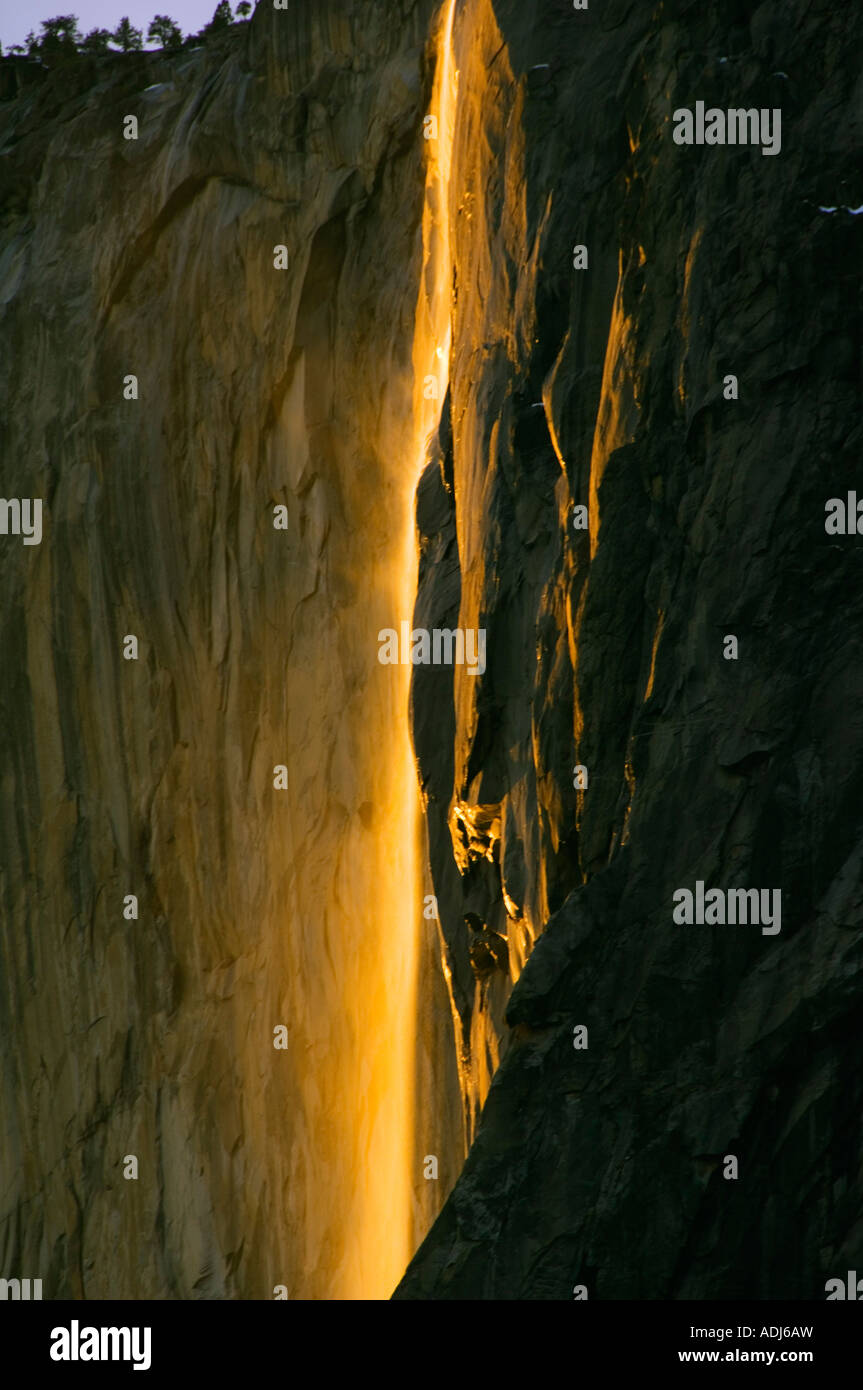 USA California Yosemite National Park Late afternoon light on Horsetail ...