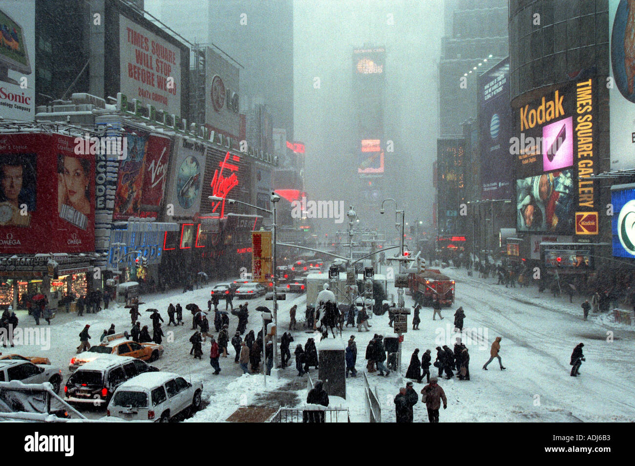 Blizzard in Times Square Stock Photo - Alamy