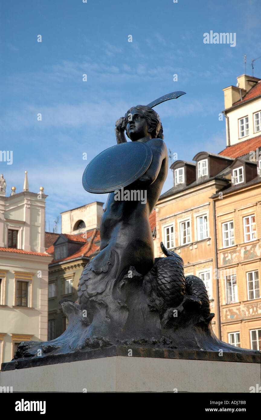 Mermaid Statue Old Town square Warsaw Poland Stock Photo - Alamy