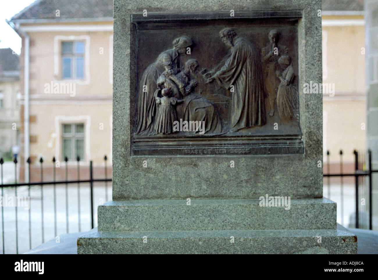 Bas relief ilustrating medieval scene near bellfry Tower of Black ...