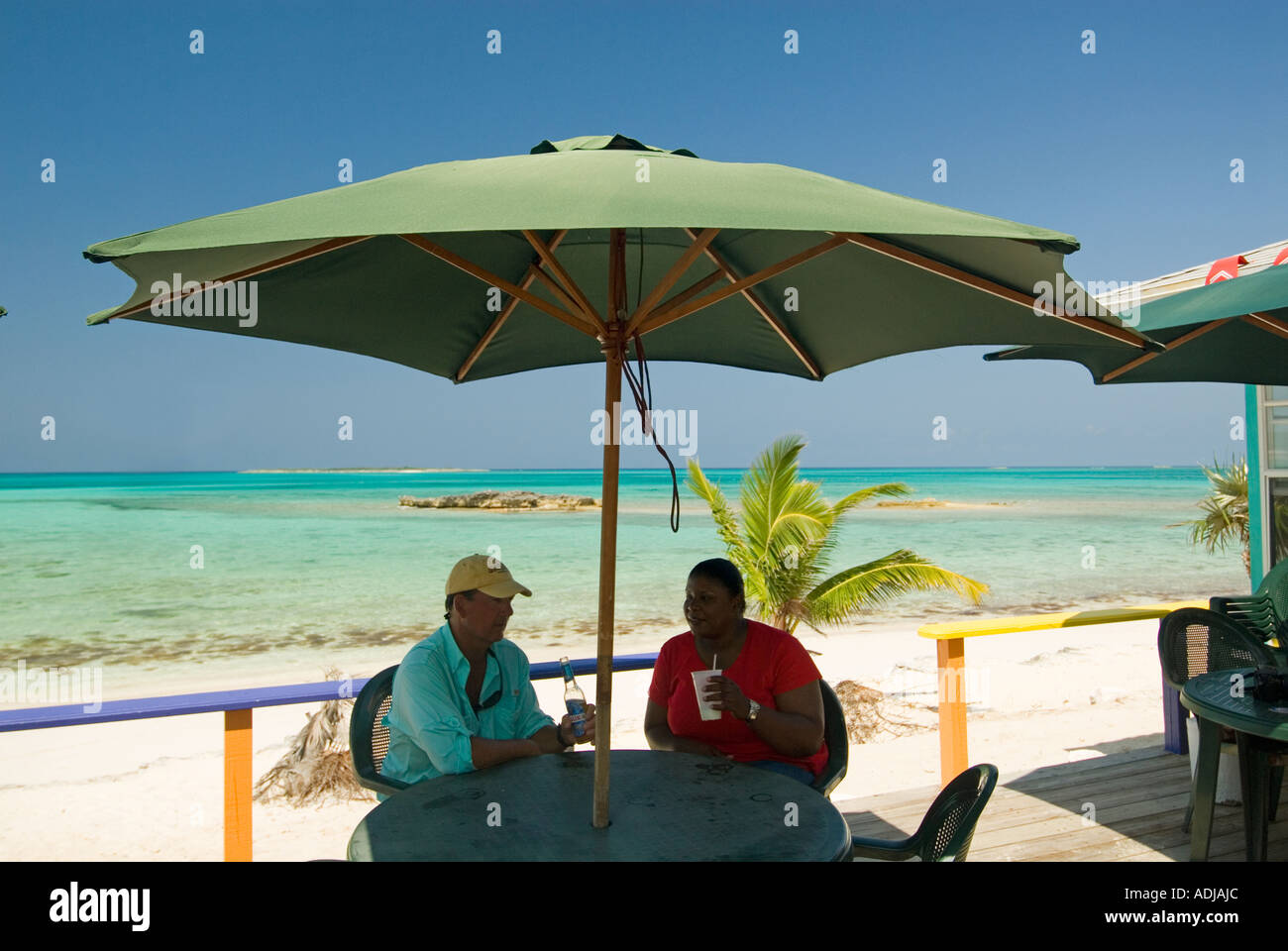 GREAT EXUMA BAHAMA People enjoying a cool drink at Big D Conch Spot ...