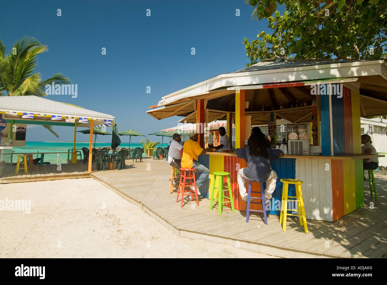 GREATER EXUMA BAHAMA People enjoying a cool drink at Big D Conch Spot ...