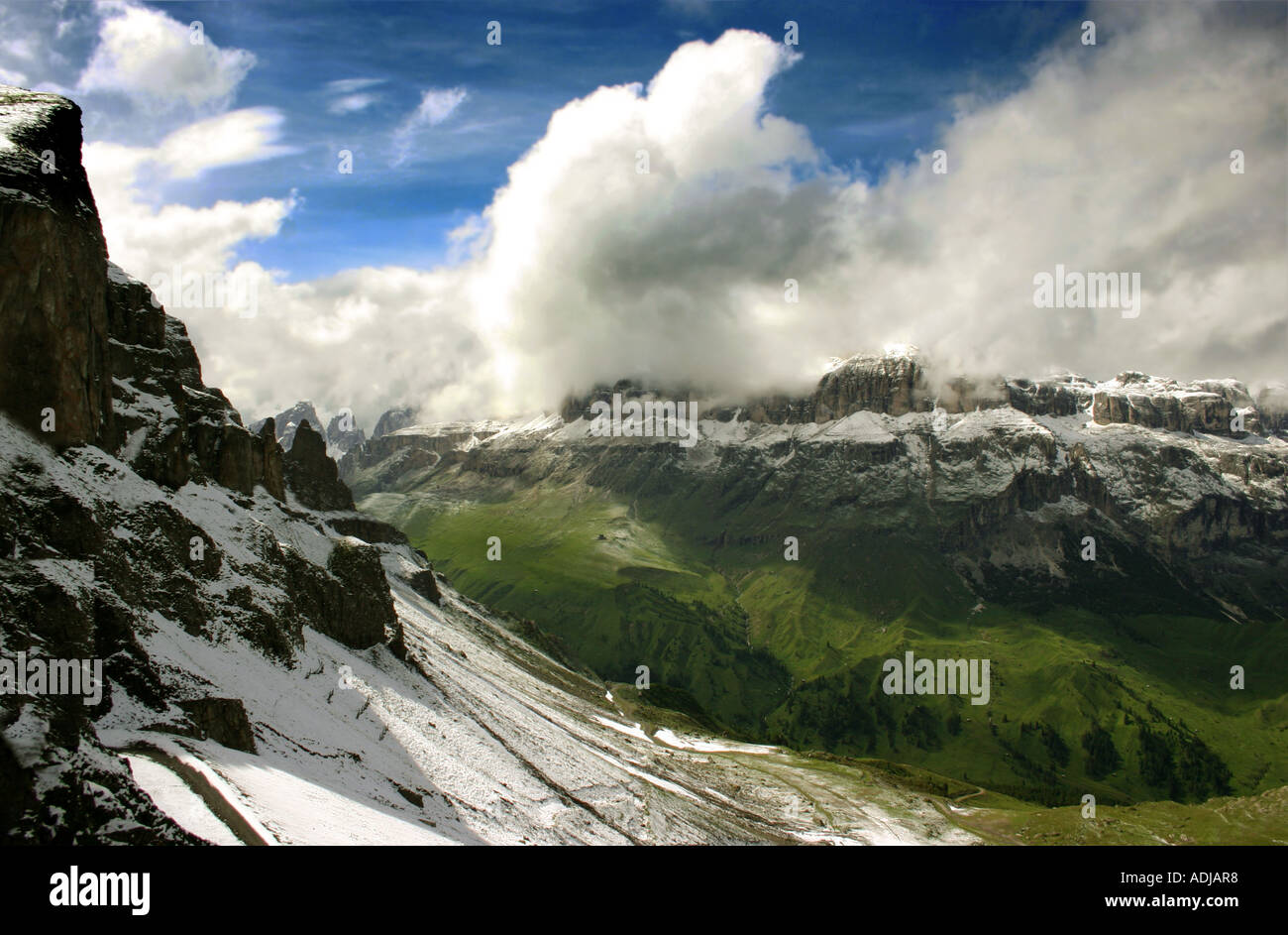 Sella Peaks from Porta Vescovo, Dolomites, Italy Stock Photo - Alamy