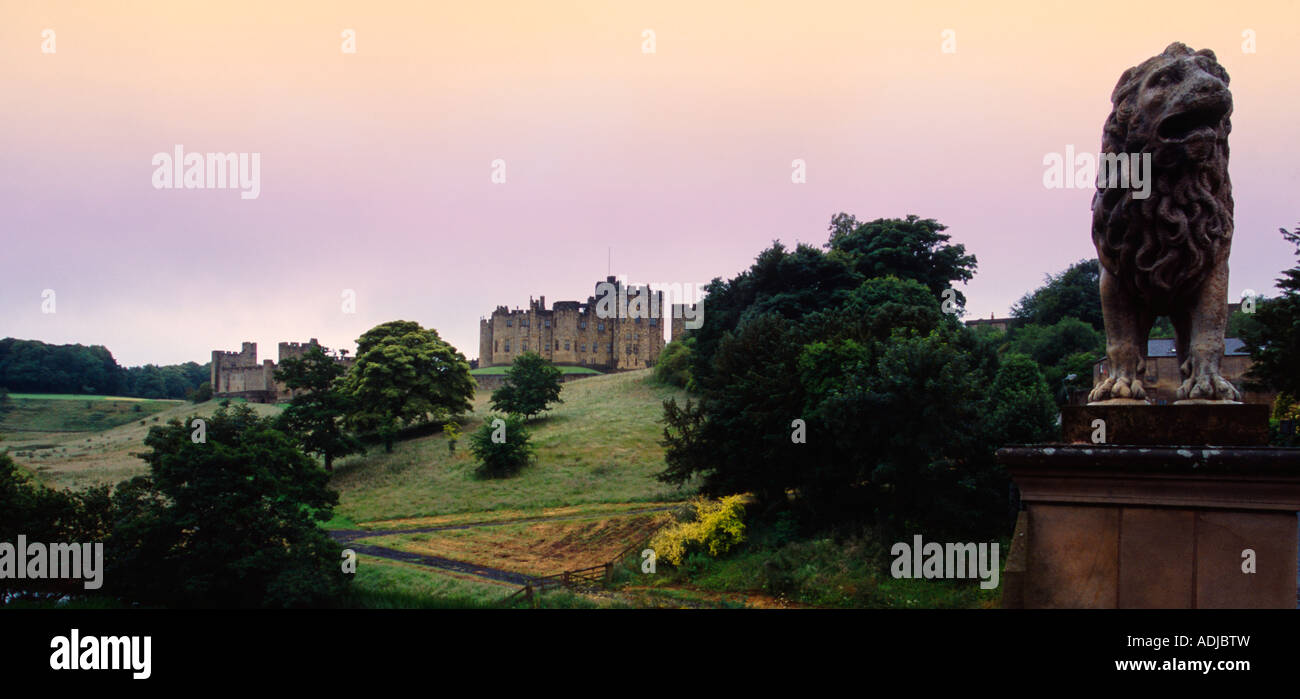 Alnwick castle from the Lion Bridge Northumberland England Stock Photo ...