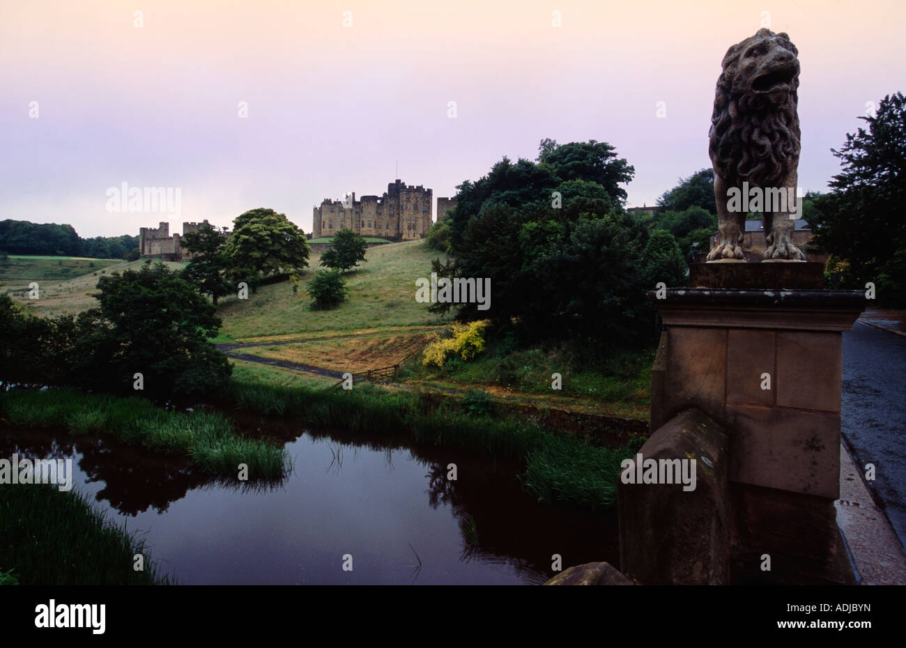 Alnwick castle from the Lion Bridge Northumberland England Stock Photo ...