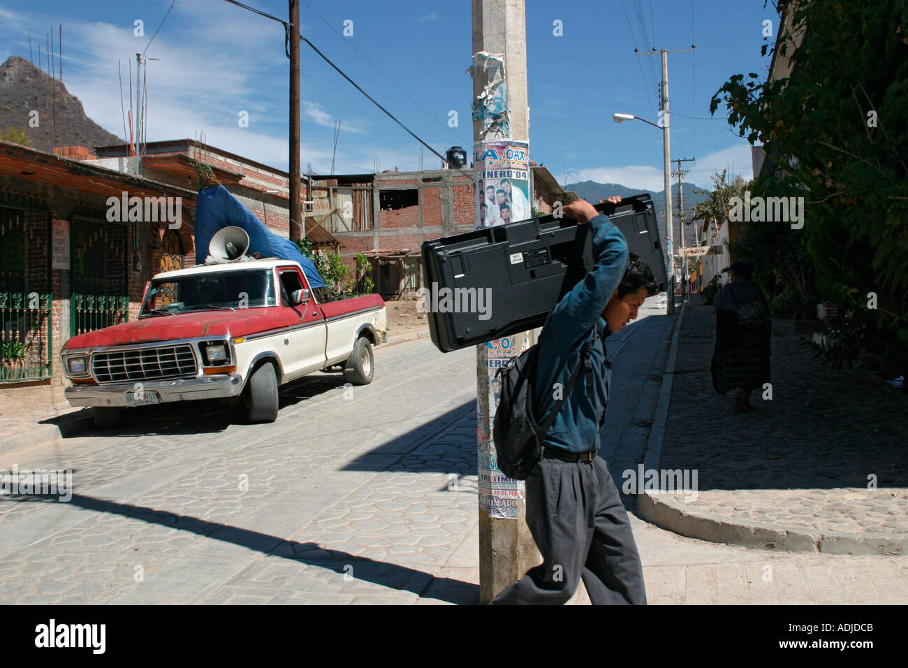 boy with ghetto blaster in Teotitlan del Valle Mexico Stock Photo - Alamy