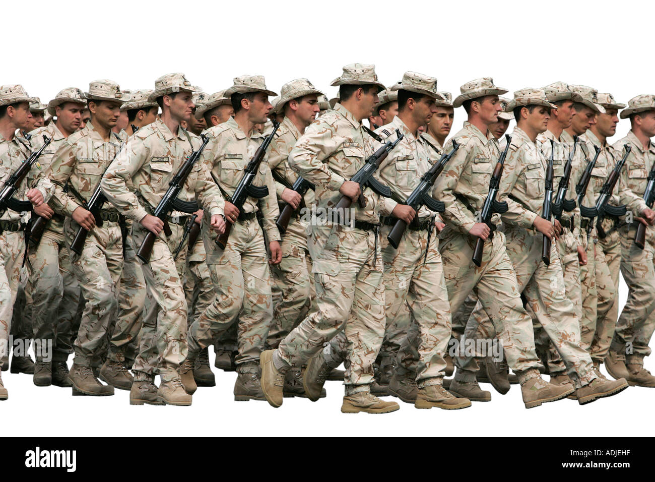 Guardsmen march in step at military parade column Officer Cadets ...